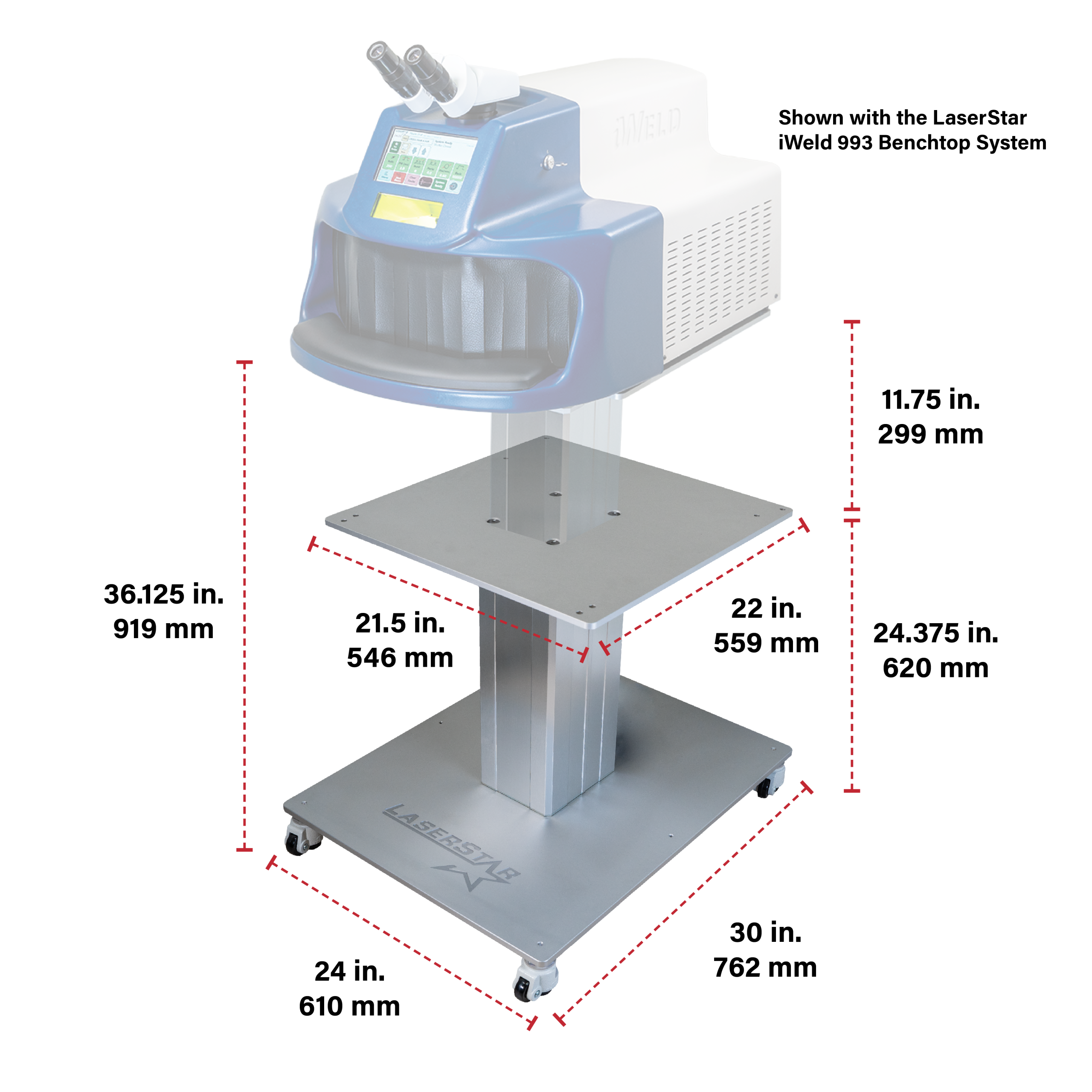 Adjustable Floor Stand w/ Wheels Benchtop Laser Welder Mount